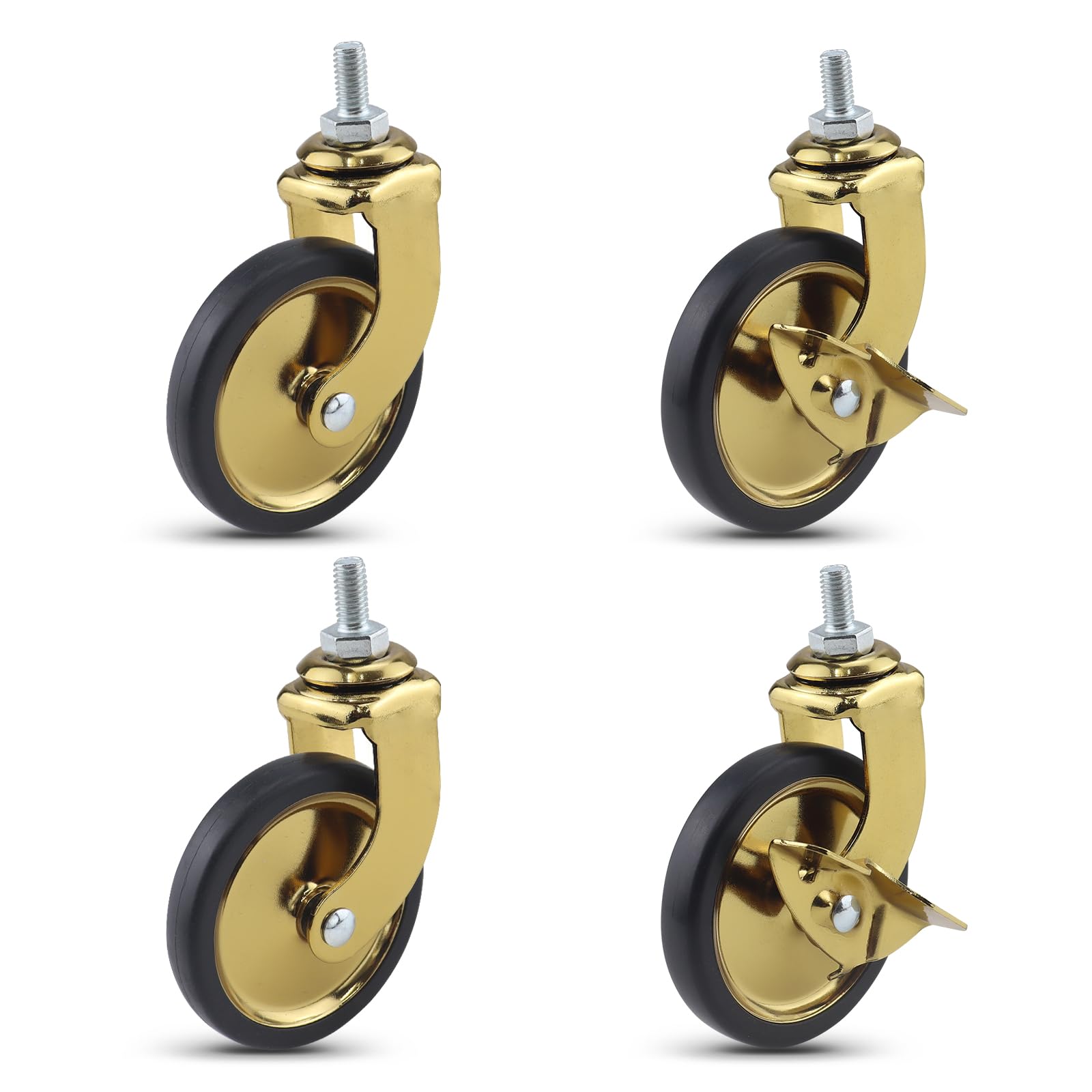 3" stem Caster Wheels,Hotel Restaurant Trolley casters Set of 4 (2with ...