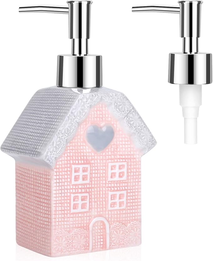 DECHM Pink Ceramic Soap Dispensers Pump,Soap Dispenser for Bathroom, a ...