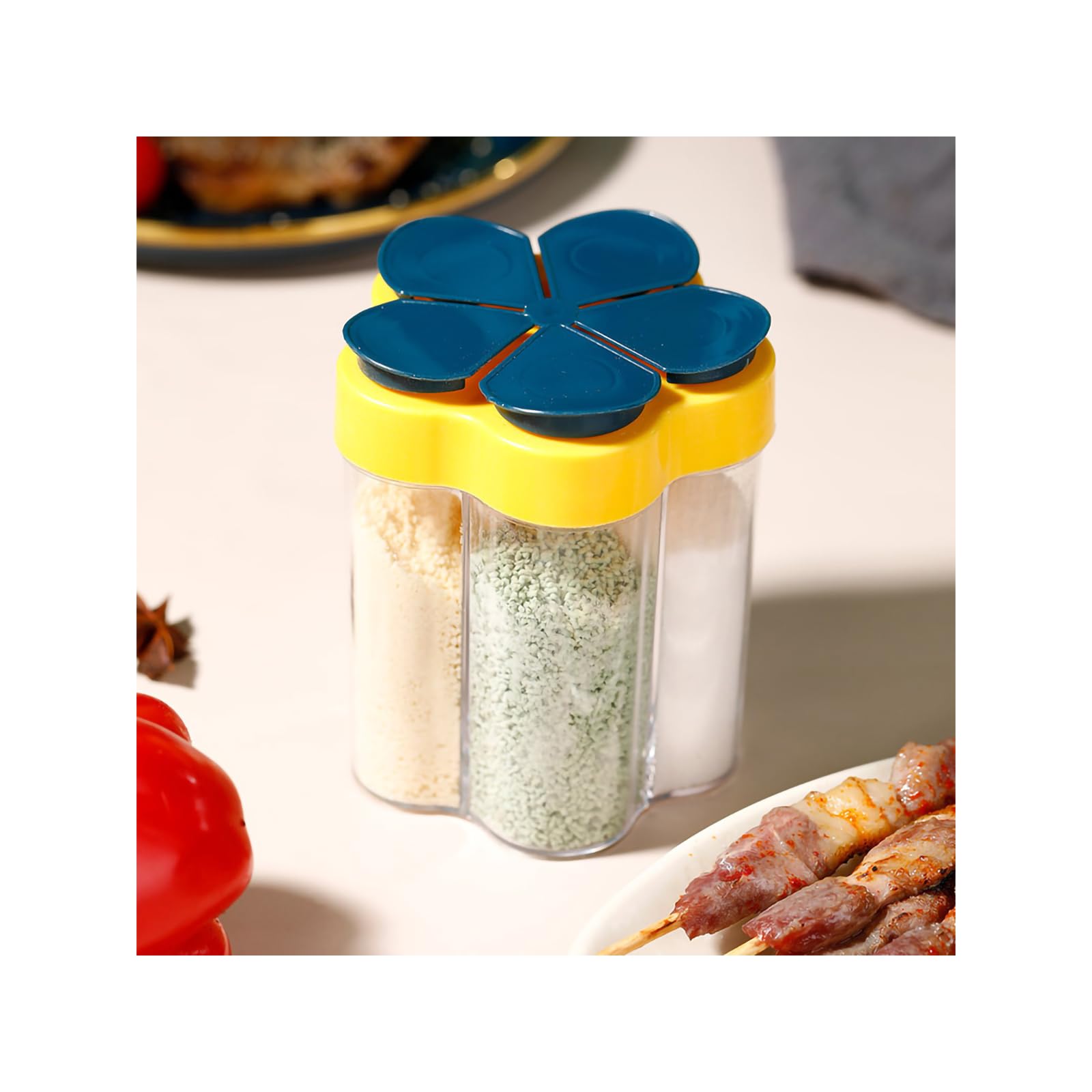 ICSTM Spice Jars, 5 In 1 Spice Container Salt and Pepper Shaker ...