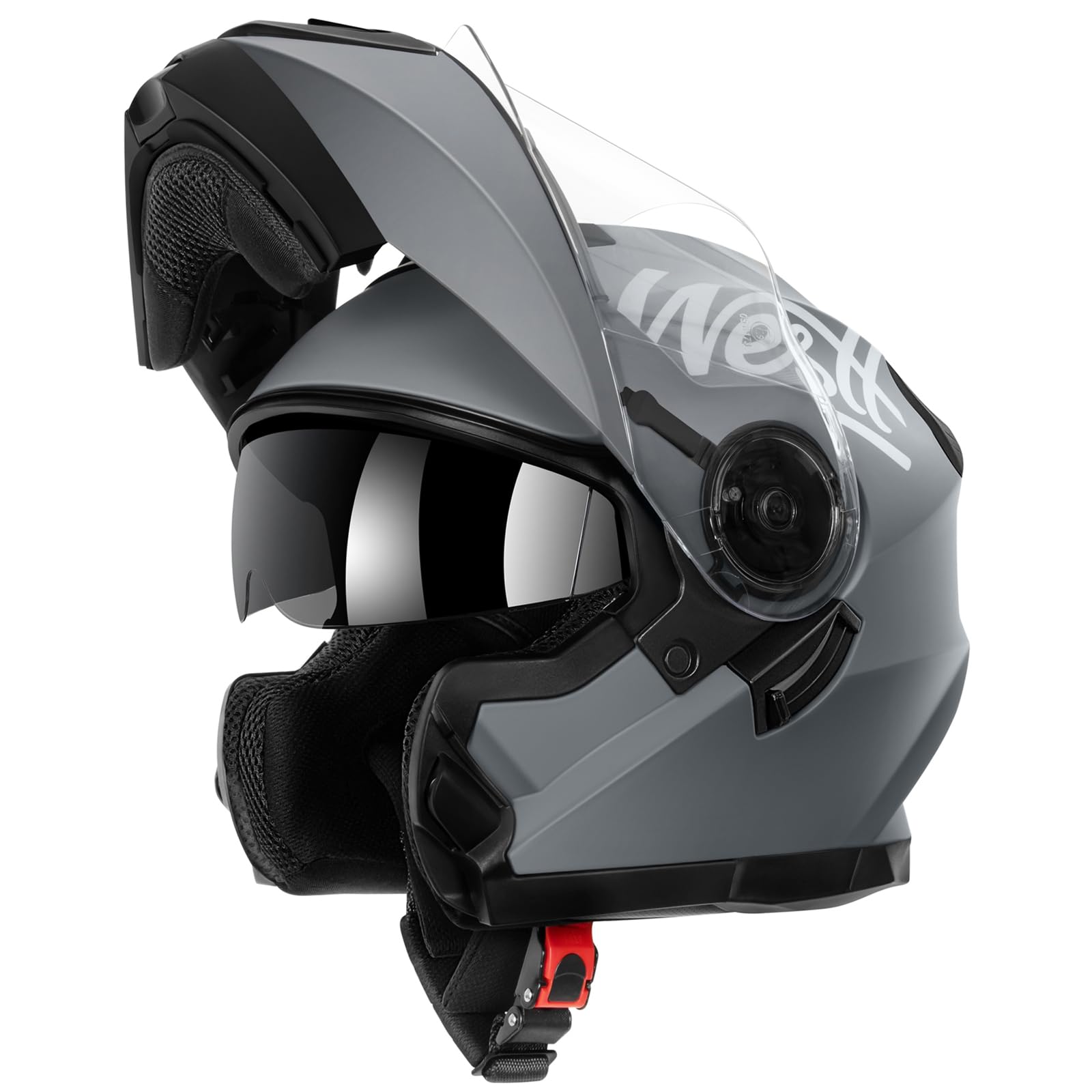 Westt Full Face Motorcycle Helmet with Flip up Dual Visor, DOT Approved ...