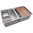 Ruvati 33-inch Workstation Ledge 50/50 Double Bowl Undermount kitchen ...