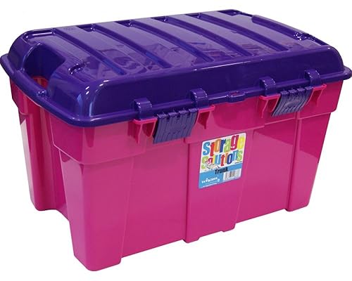 New Whitefurze Plastic Stackable Container Large Pink Storage Box With ...