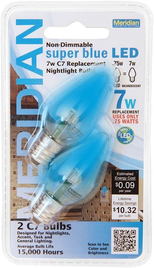 Meridian LED 7W Equivalent Super Blue Clear-C7 Non-Dimmable LED ...