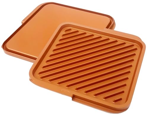 GOTHAM STEEL Grill Griddle Pan Nonstick Double Grill Griddle Pan, Brown ...