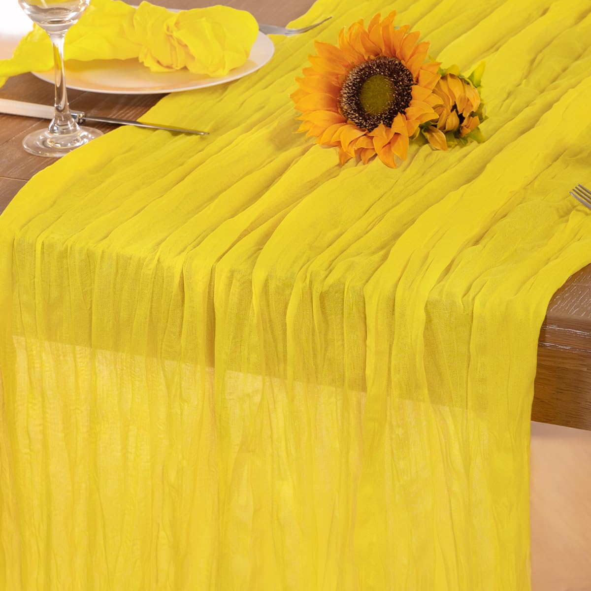 DeZerlor Yellow Cheesecloth Table Runner Lemon Decorations for Baby ...