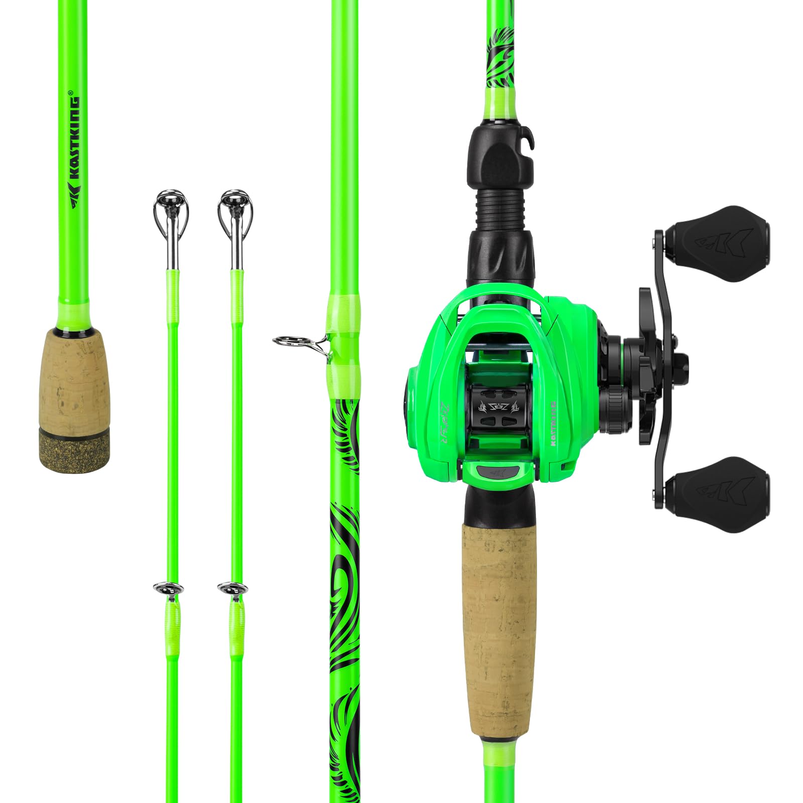KastKing Zephyr Dual-tip Rod Casting Reel Combo,6ft 6in ML & M, Right ...