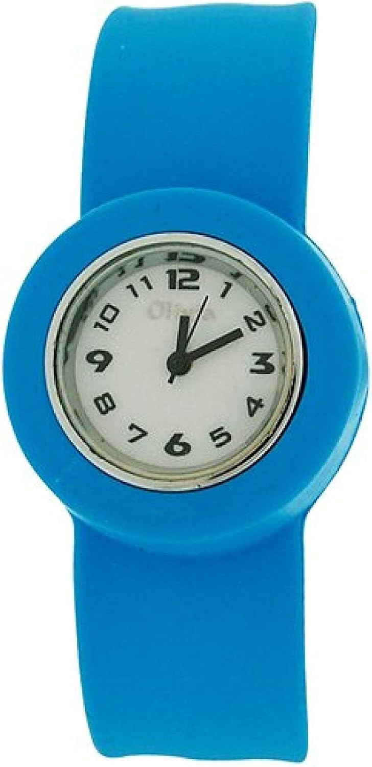 Slap Watch For Kids Bendable Rubber Strap Slap On Blue Watch White Dial ...