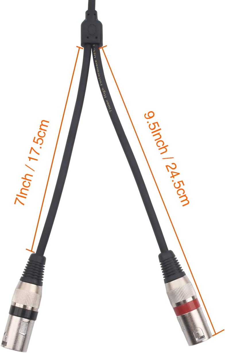 TISINO 3.5mm Mini Stereo Jack Plug to Dual XLR Male Breakout Lead Cord ...