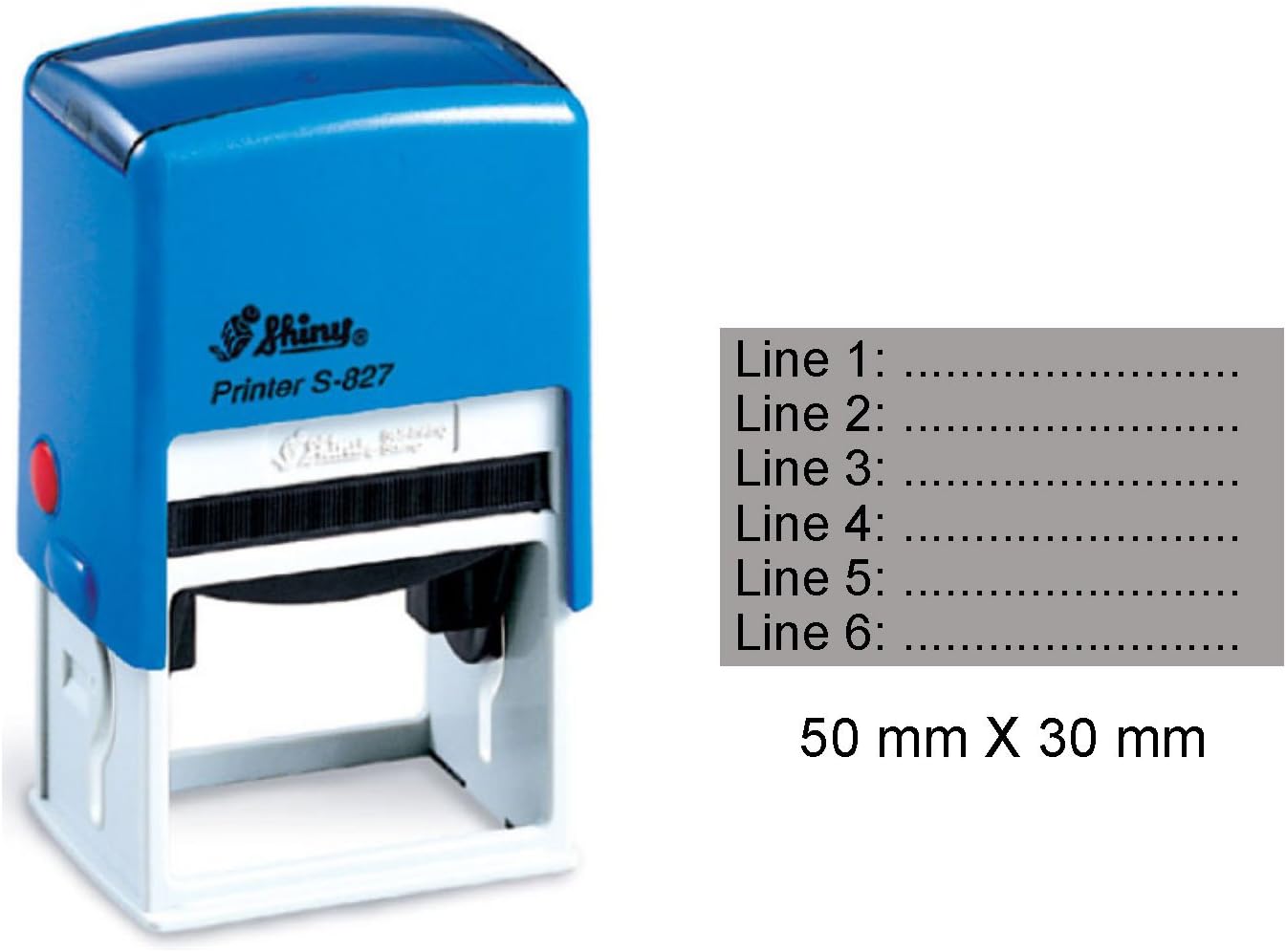 Shiny Self Inking Rubber Stamp Upto 6 Lines of Custom Text Large 30 mm ...