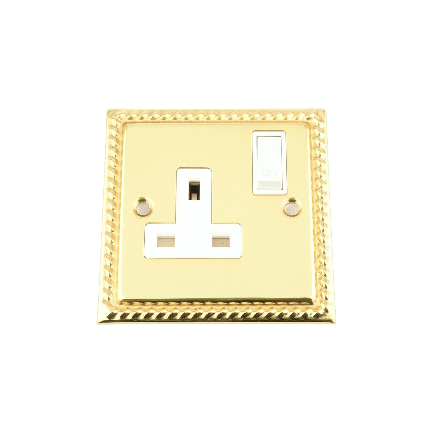 Socket 1 Gang - Polished Brass Georgian - White Insert Plastic Switch ...