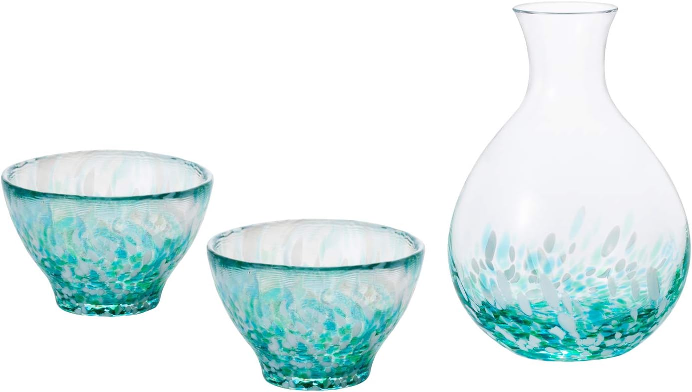 Amazon.co.jp： アデリア(ADERIA) 津軽びいどろ 日本酒 酒器セット ブルー みずばしょう酒器セット 日本製 FS-71582: ホーム＆キッチン