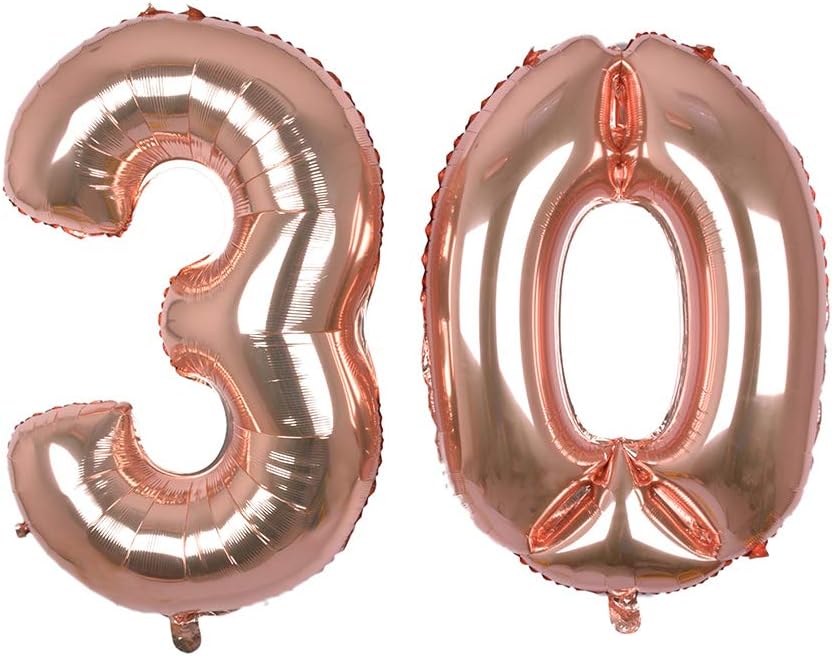 Globo gigante de oro rosa con número 30, 40 ''Mylar Foil Numero Globos ...