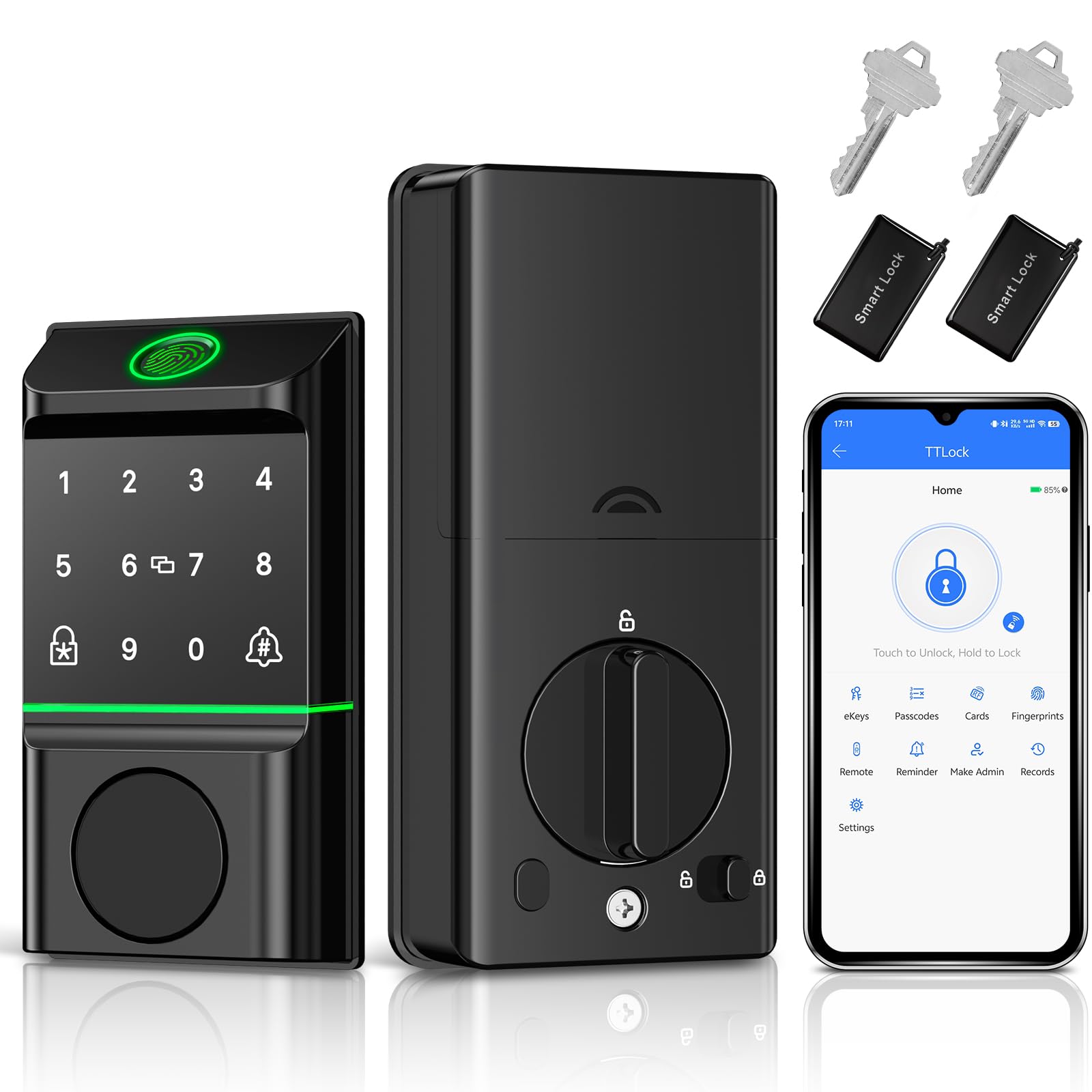 GGUU Smart Lock,Smart Door Lock,Deadbolt Smart Lock,Fingerprint Keyless ...