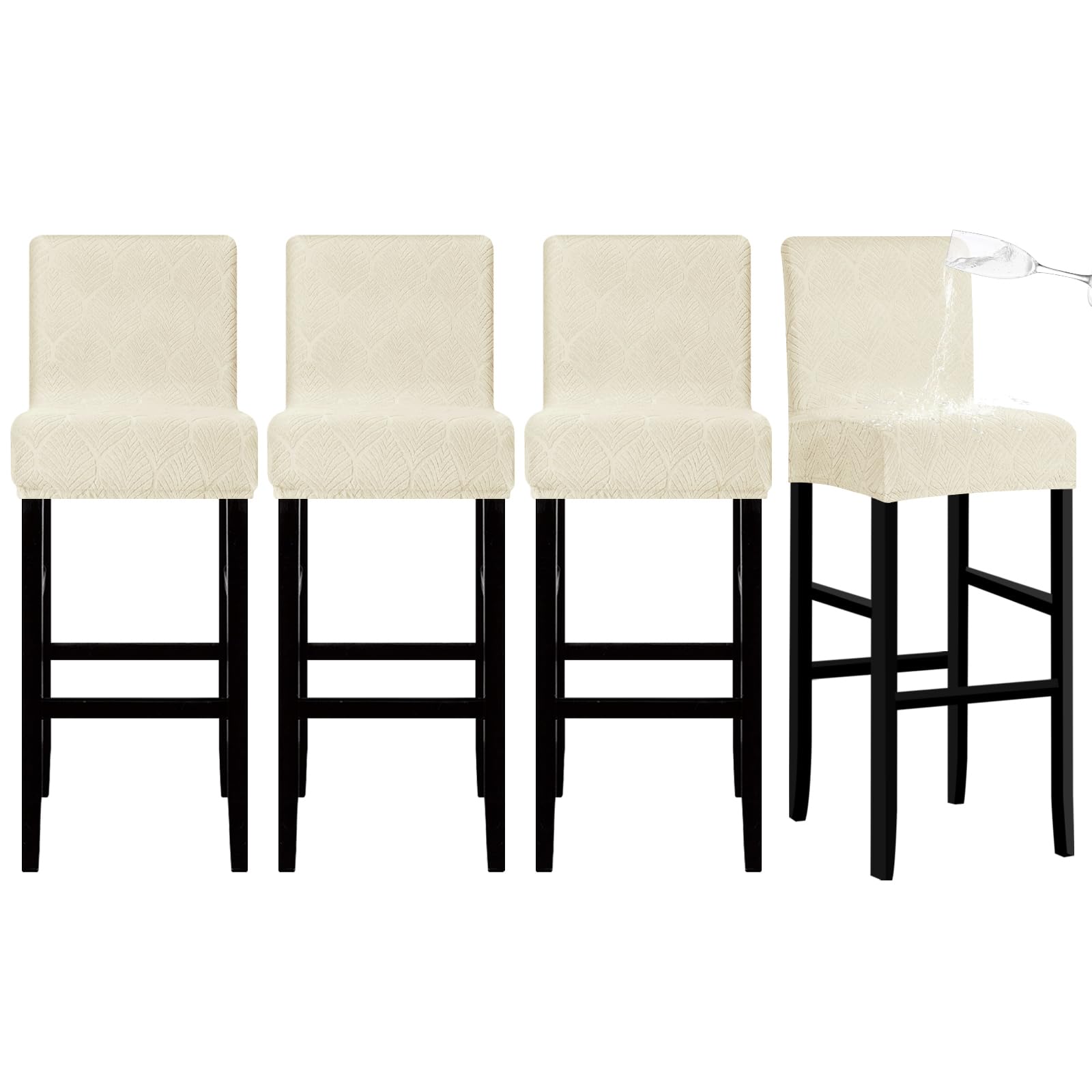 Waterproof Bar Chair Covers Set of 4 - Bar Stool Chair Covers with Back ...