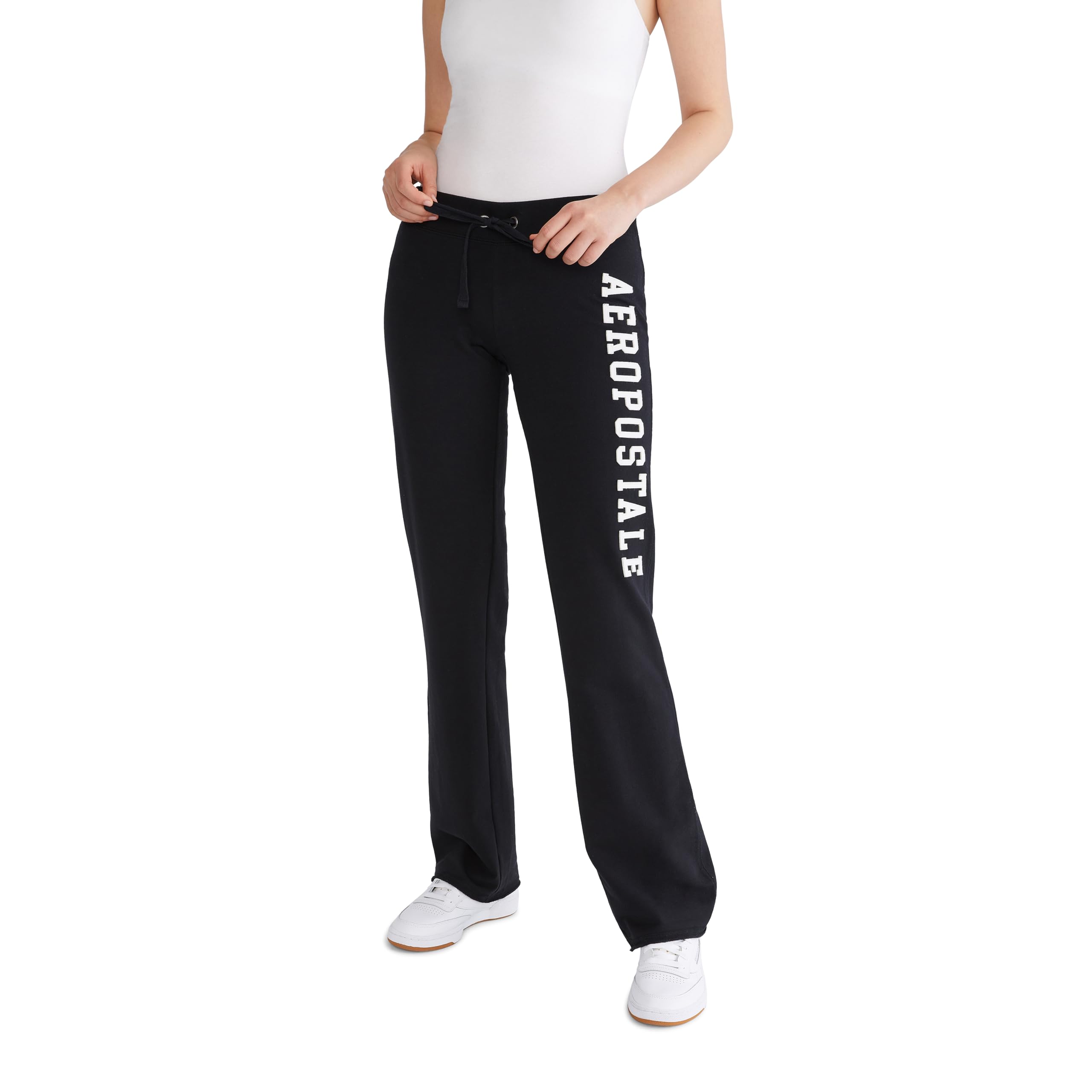 AEROPOSTALE Women's Aero Logo Fit and Flare Sweatpants, Dark Black ...