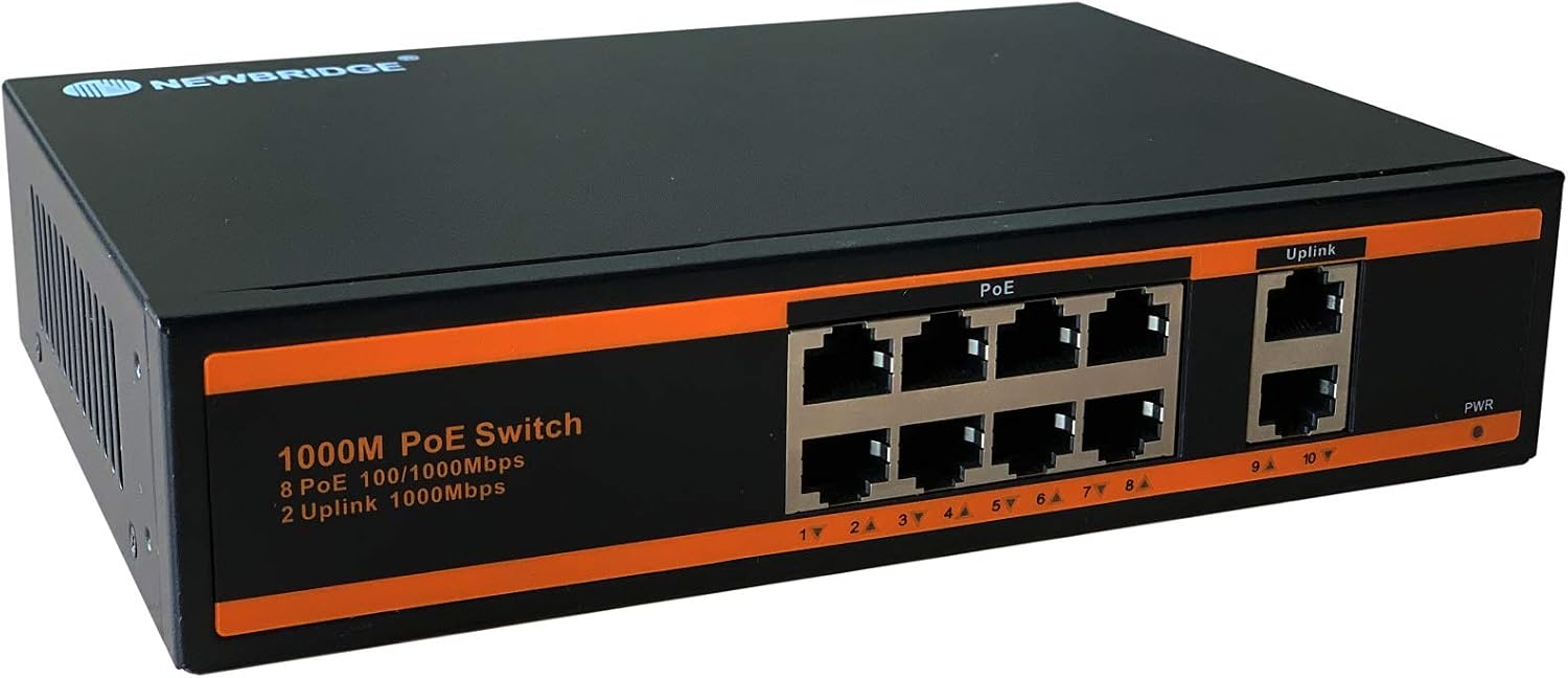 NEWBRIDGE 10Port Gigabit Ethernet PoE Switch, 2 Ethernet Uplink Port ...