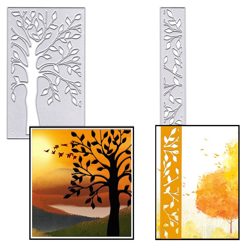 Estivaux 2 PCS Tree Leaves Frame Die Cuts for Card Making, Hollow ...