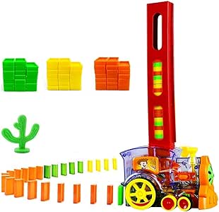 Amazon.com: Domino Train Toy Set with 80 PCS Domino Blocks Automatic ...