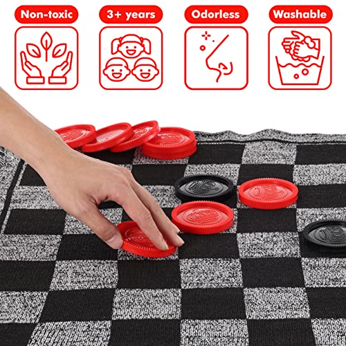 Giant Checkers Board Game and Jumbo Tic Tac Toe 3-in-1 Set for Kids and ...