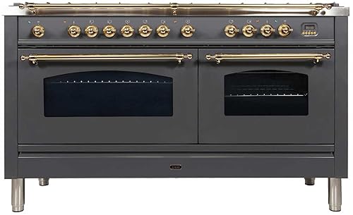 60" Nostalgie Series Freestanding Double Oven Dual Fuel Range with 8 ...