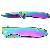 Amazon.com: TAC Force TF-509 Spring Assist Folding Knife, Rainbow Blade ...