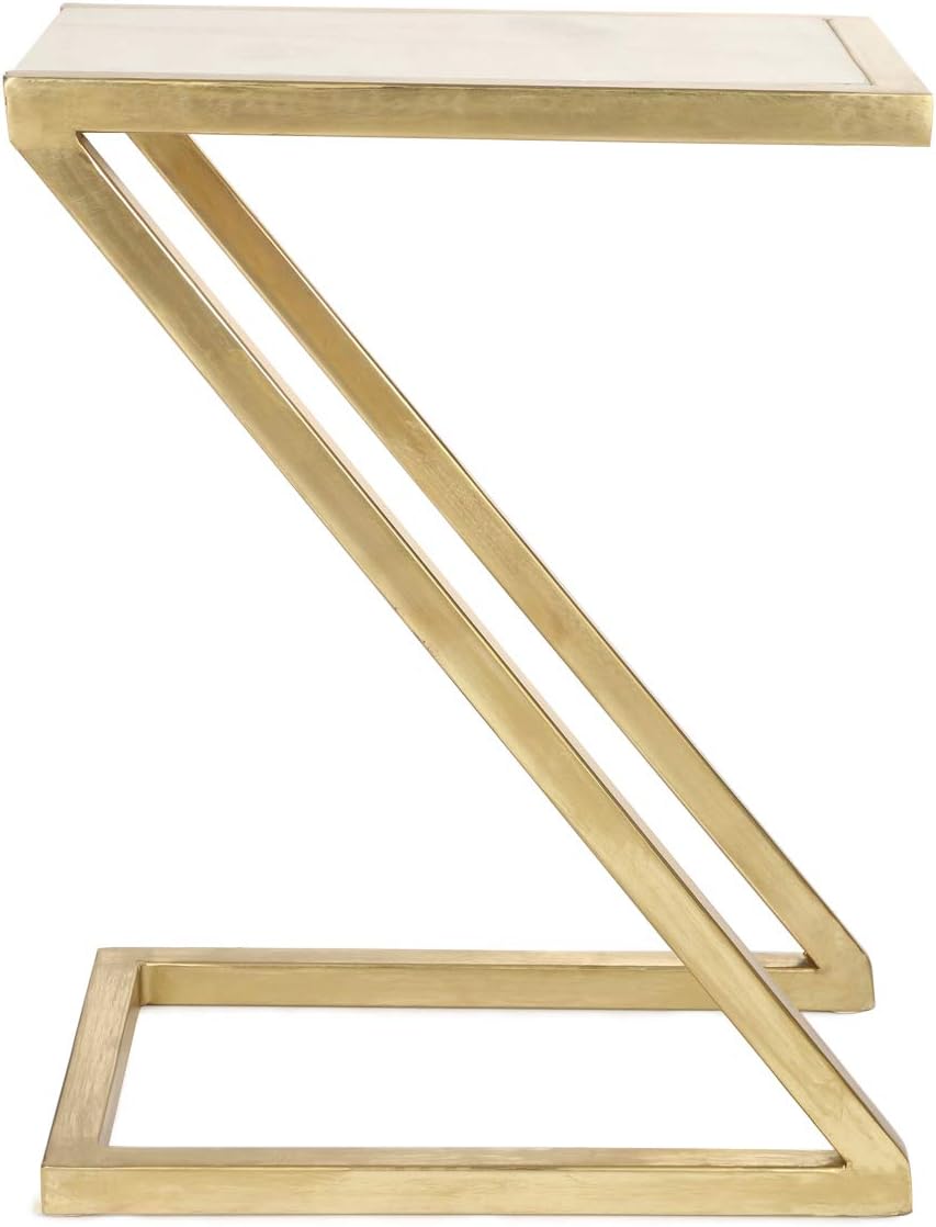 Penguin Home Z Shaped Coffee Table with |White Marble Top|and|Gold ...