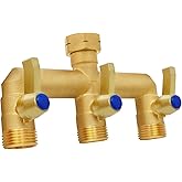 Amazon.com: Brass Garden Hose Splitter, 3 Way Hose Splitter, Outdoor Hose Splitter, GHT 3/4 In ...