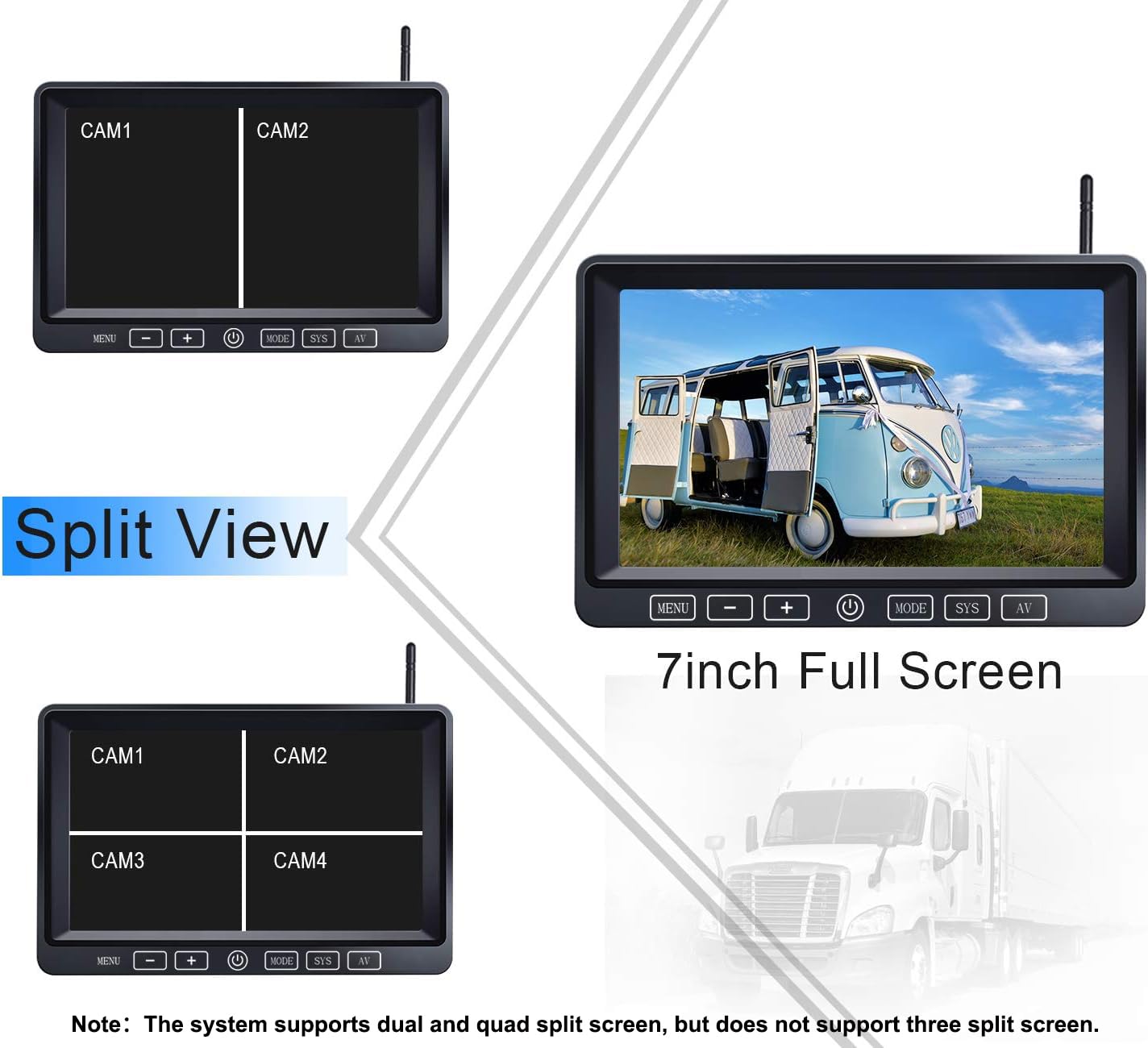 Mua Wireless Backup Camera with 7 Inch DVR Quad Split Monitor for RV ...