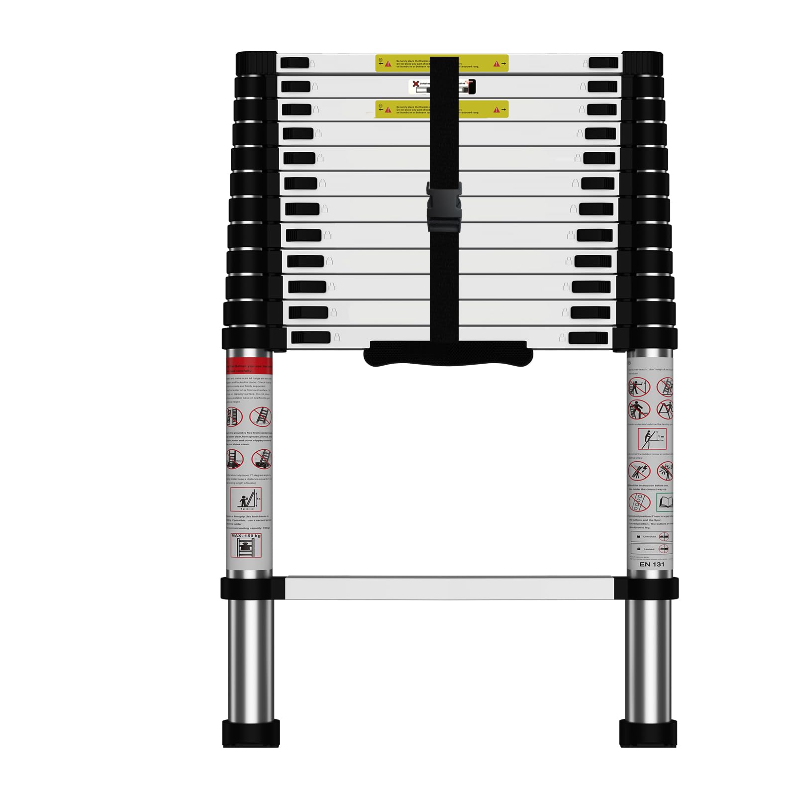 Telescoping Ladder,14.5 FT Aluminum Extension Ladder, Folding Compact ...