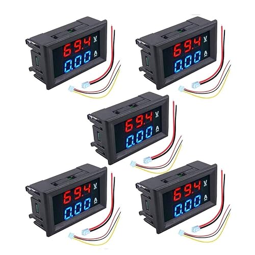 diymore 5PCS 0.28" Volt Amp Meter Digital Voltmeter Ammeter DC 100V 10A Waterproof Dual Display ...