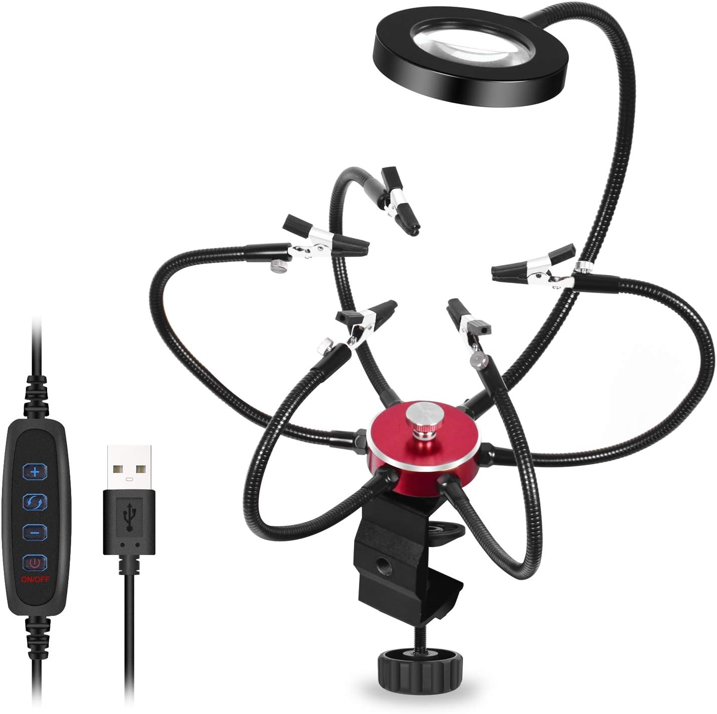 Soldering Helping Hand, NEWACALOX Flexible 360° Rotary Third Hand Tool ...