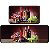 Amazon.com: BOOWEATS 2 Piece Red Wine Kitchen Rug Set, Wine Glasses ...