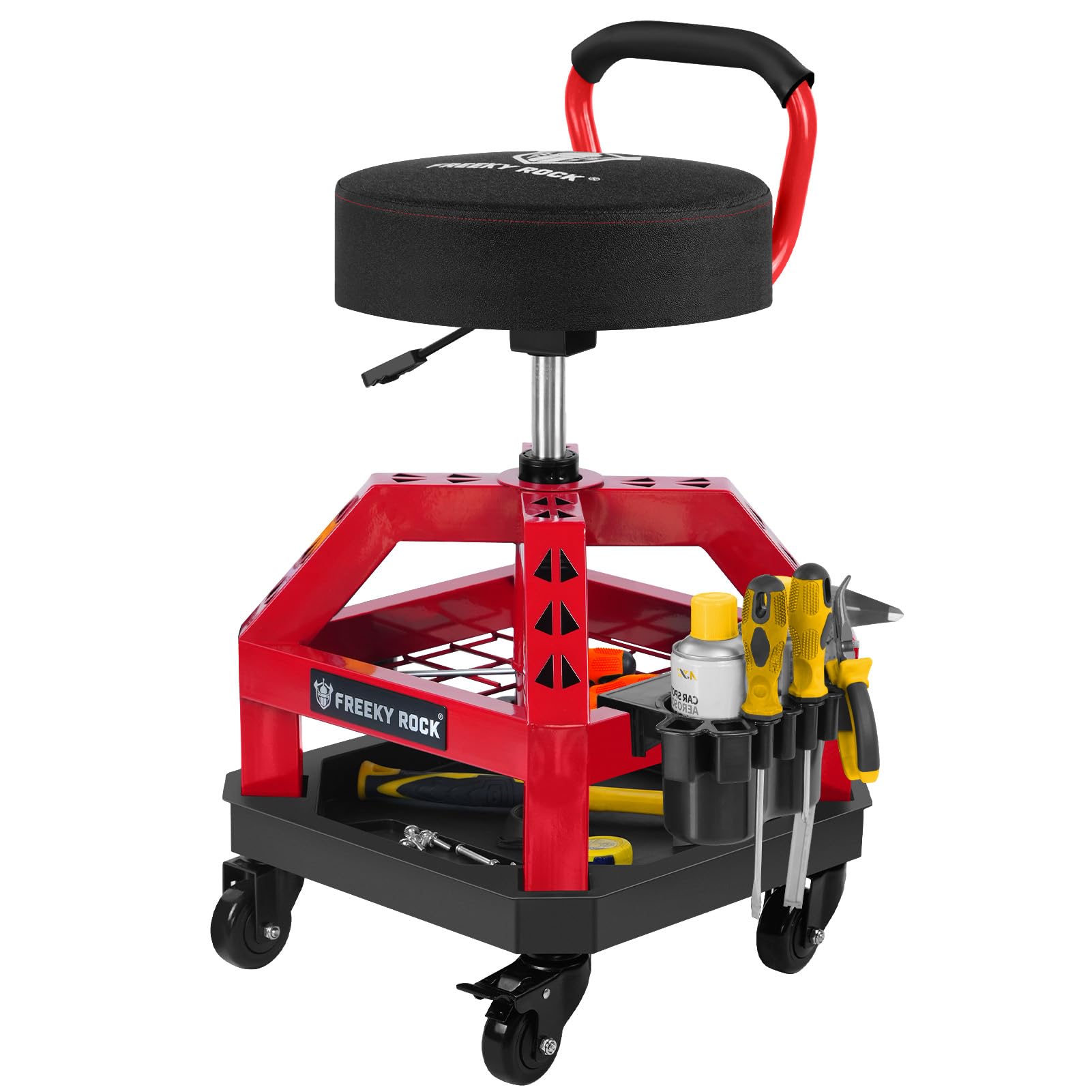 FREEKYROCK Rolling Shop Stool with Wheels, Heavy Duty Garage Work ...