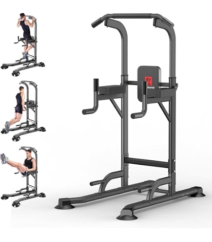 Power Tower Dip Bar VEVOR With Bench, 10-Level Height Adjustable Stand ...