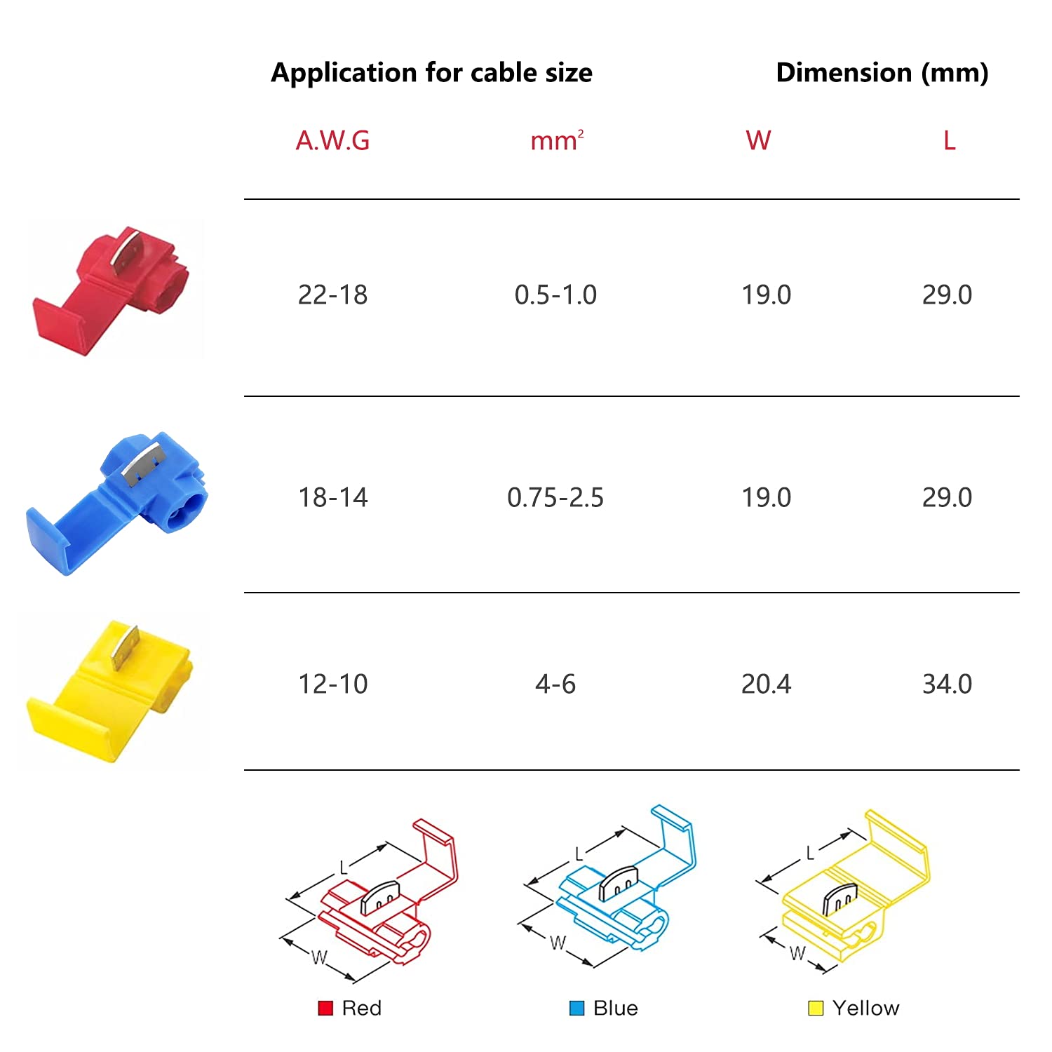 Mua 100pcs Solderless Quick Splice Snap Wire Connectors, 18-14 AWG ...