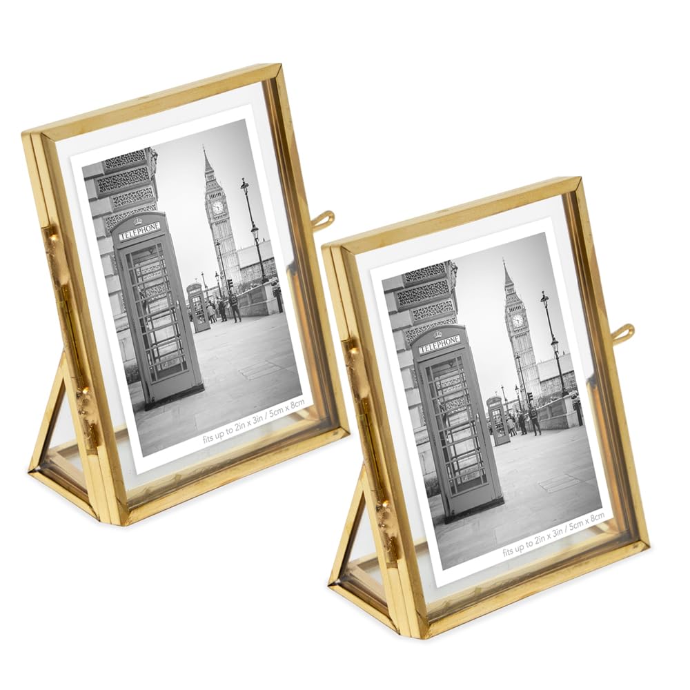 Isaac Jacobs 2x3, Antique Gold, Vintage Style Brass and Glass, Floating ...