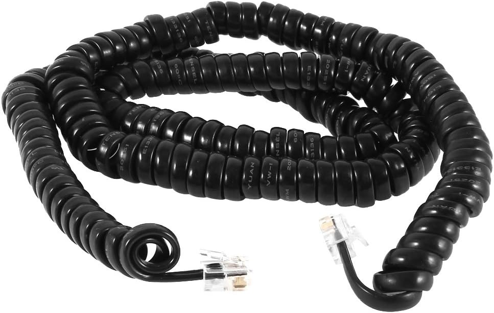 sourcing map Cable de Teléfono Elástico de Enrollado de Enchufe RJ9 ...