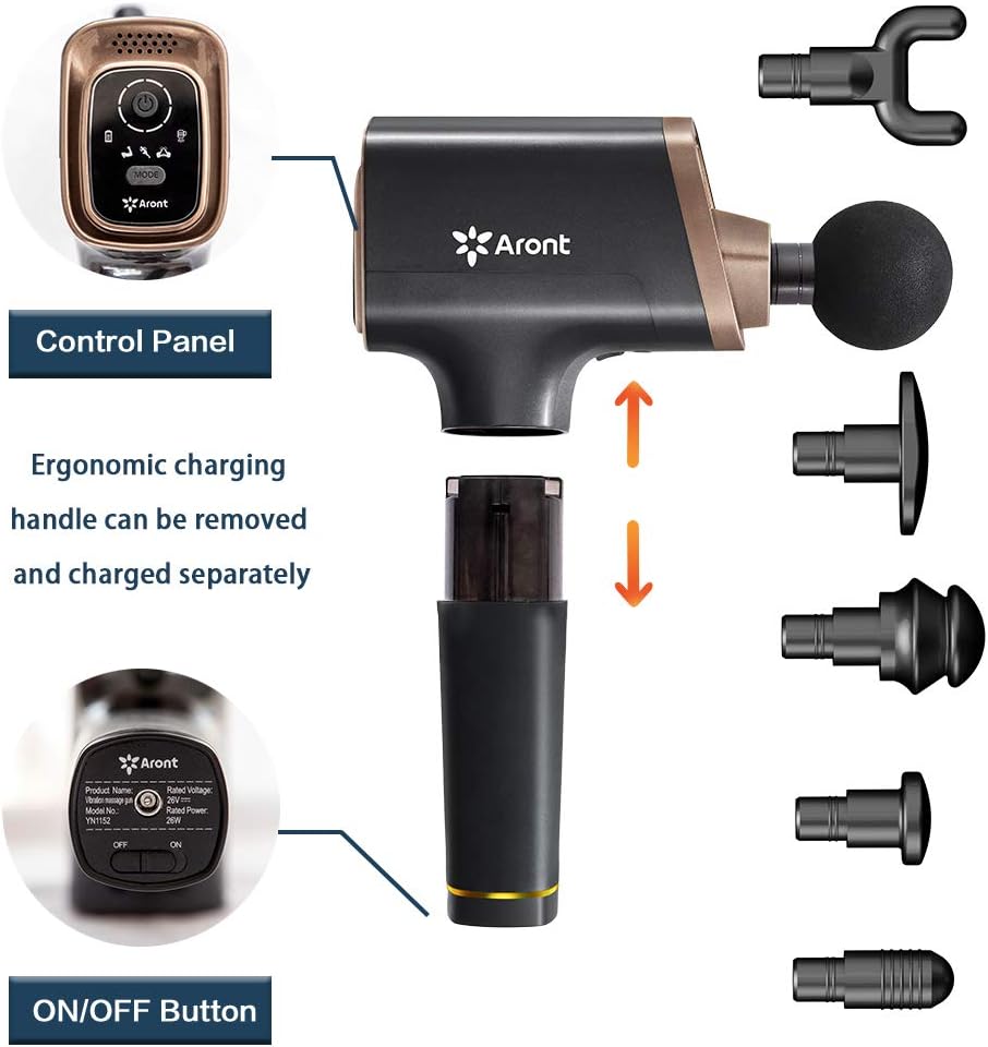 Aront Wireless Massage Gun Deep Tissue – Percussion Muscle Massager Gun ...