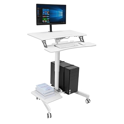 Mount-It! Mobile Computer Cart, Height-Adjustable Rolling Workstation ...