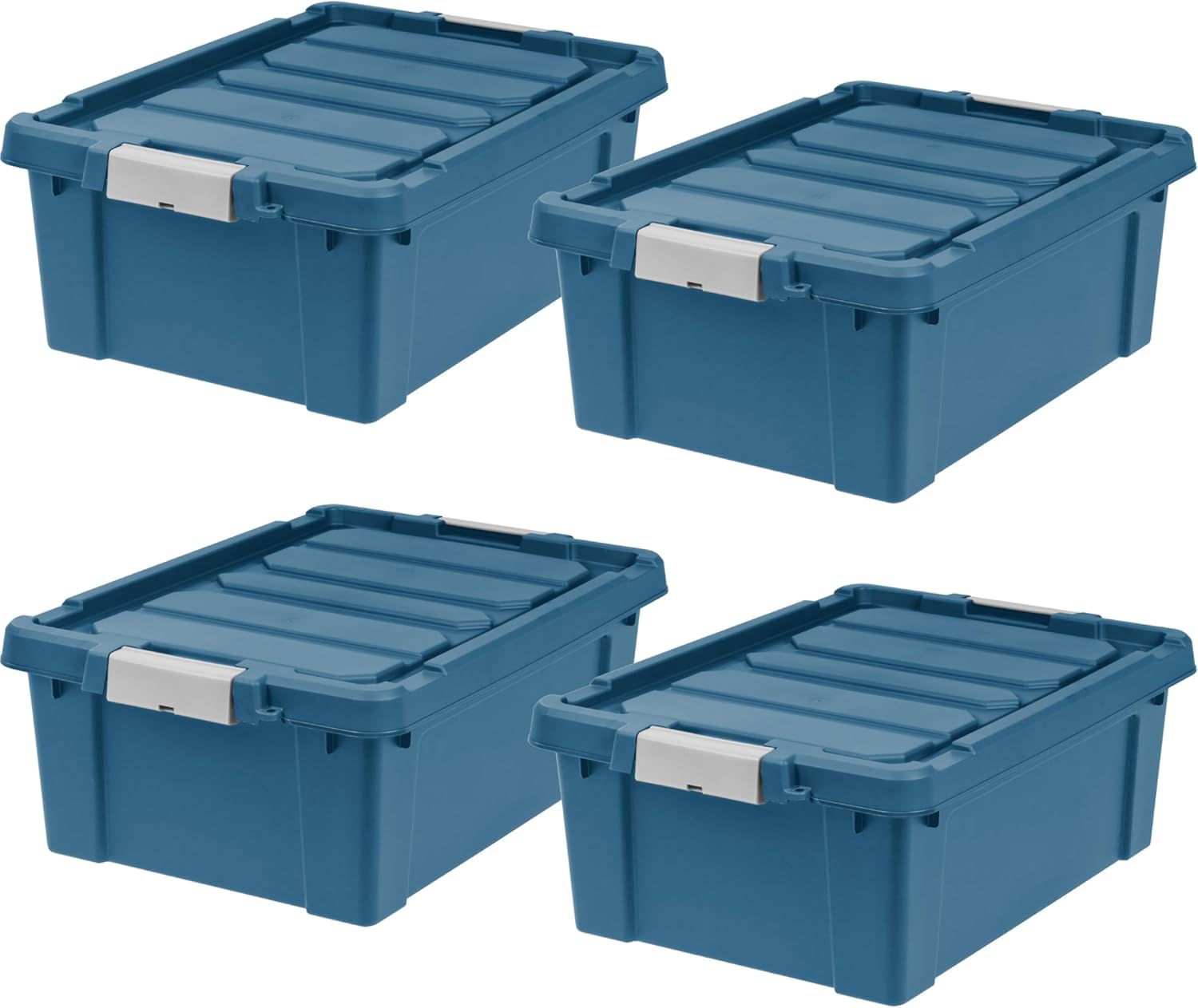 IRIS USA 12 Gallon Eco-Friendly Lockable Storage Bins with Lids, 4 Pack ...