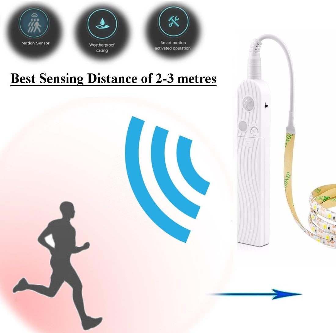Motion Sensor Wardrobe Light, OriFiil Flexible 1.5M LED Strip, Battery ...