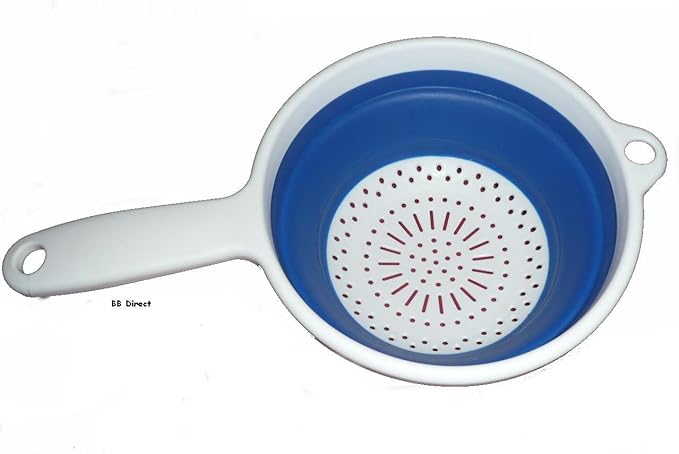 Silicone Collapsible Folding Blue Colander Sieve: Amazon.co.uk: Kitchen ...