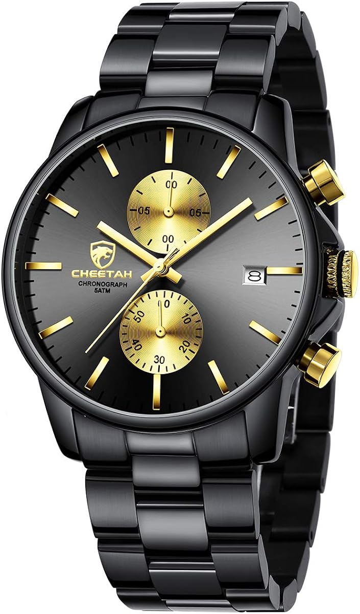 GOLDEN HOUR Men's Watches with Black Stainless Steel and Metal Casual ...