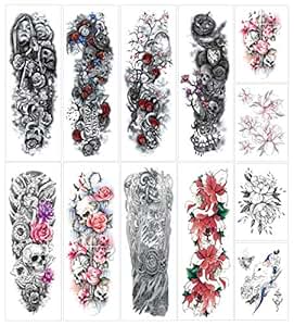 Amazon.com : Temporary Tattoo Sticker Full Arm Large Size Fake Tattoo ...