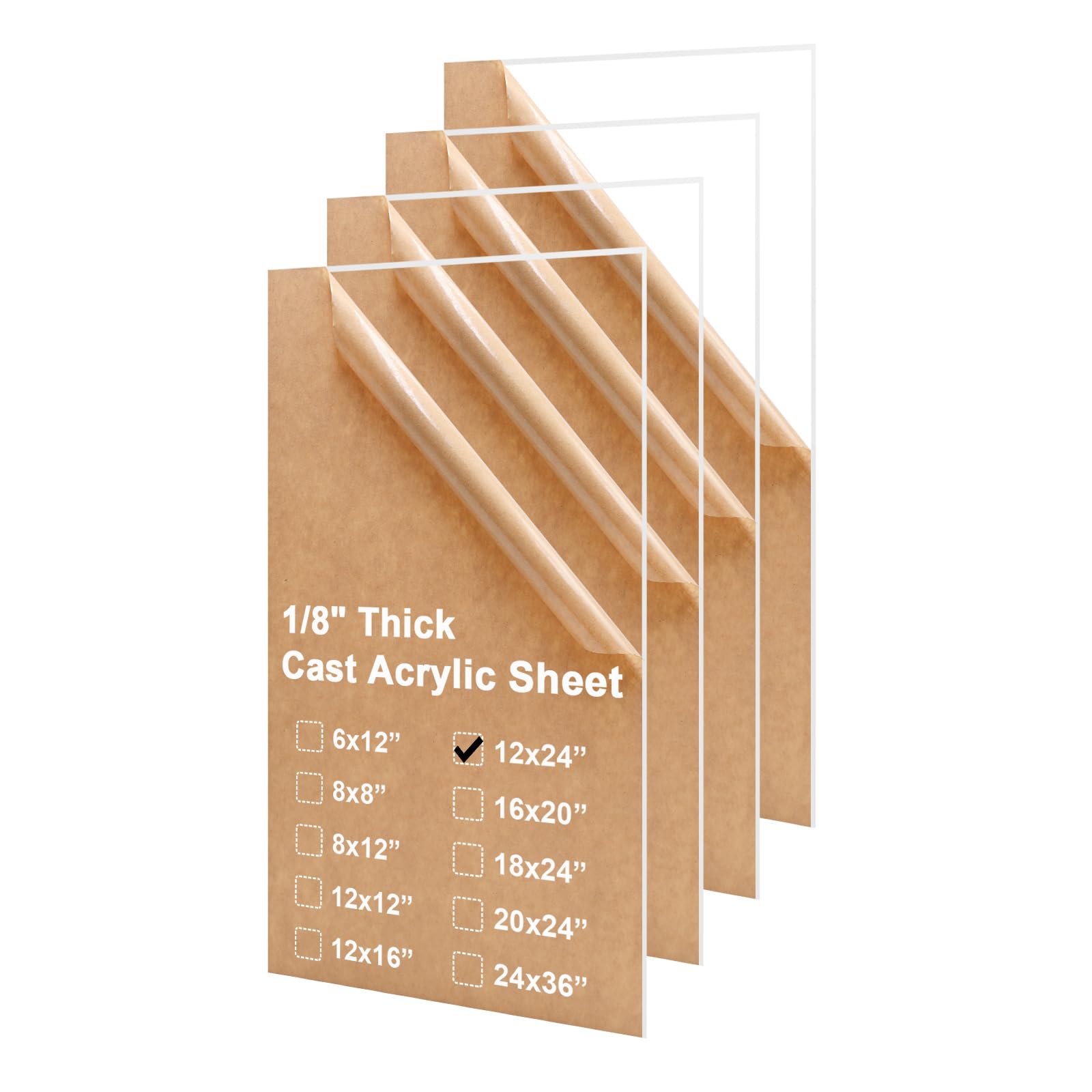 KINLINK 12x24 Plexiglass Sheets 1/8 inch-3mm Clear Acrylic Sheets ...