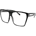 Amazon.com: Large Oversized Retro Fashion Clear Lens Square Glasses ...