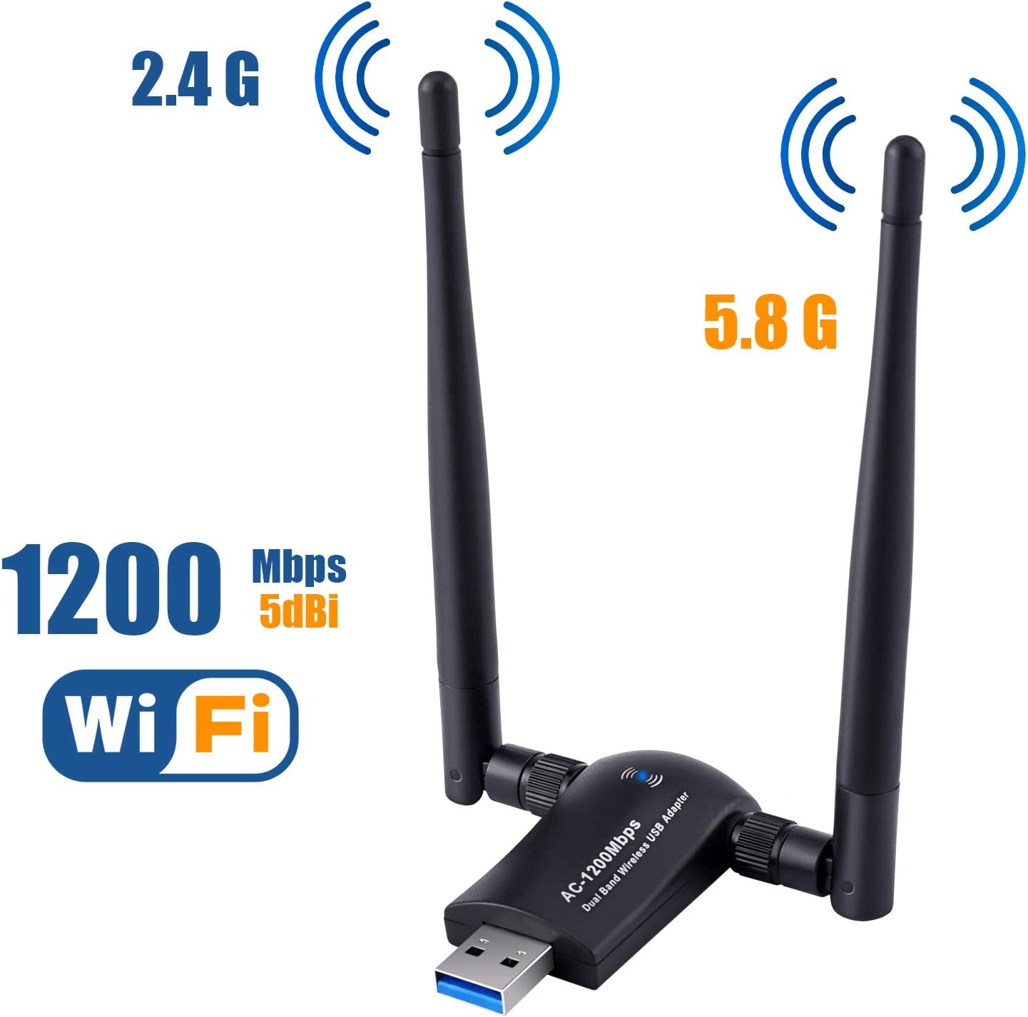 Wireless USB WiFi Adapter 1200Mbps, ELCTHUNDER USB 3.0 Wireless Network ...