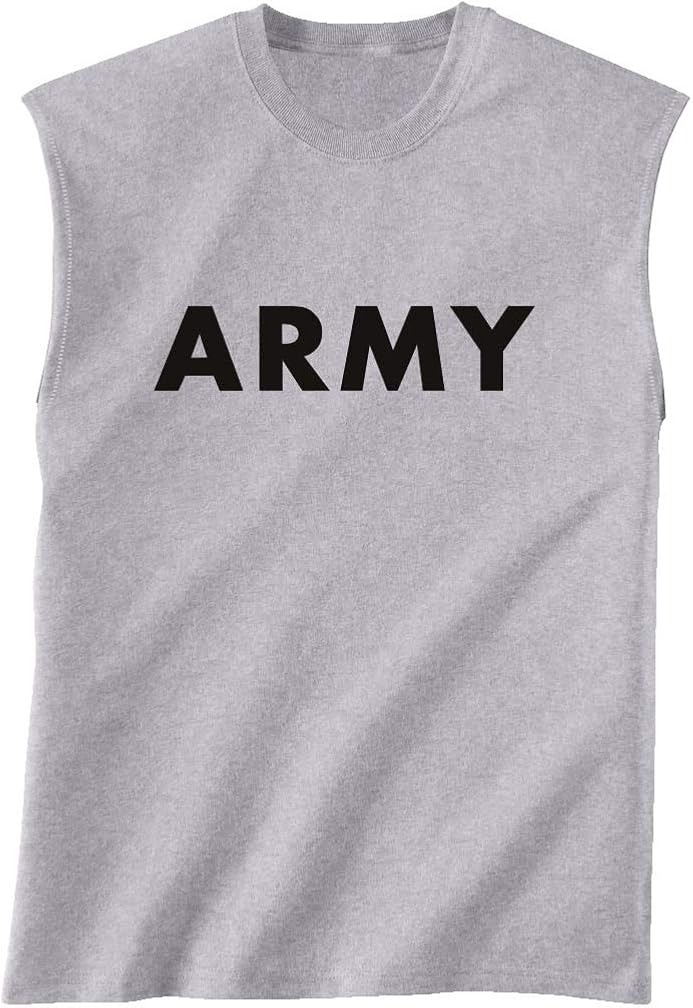 Amazon.com: Army Sleeveless T-Shirt in Gray: Military Apparel Shirts ...