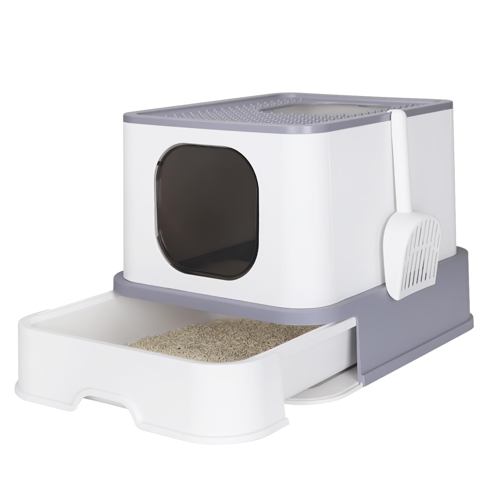 Rizzari Cat ter Box, Foldable Cat Box with Drawer, Large Capacity ...