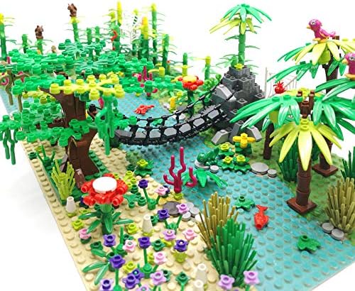 Rainforest Jungle Bridge Building Block Toys with 2pcs Baseplates(10x10 ...